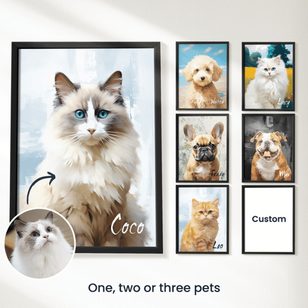 Custom Pet Memorial Portraits - Cat & Dog Remembrance Art on Canvas ...