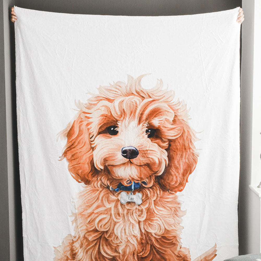 Custom Pet Blanket: Personalized Dog & Cat Fleece Throw · Pet Portraits